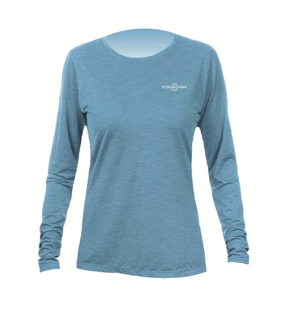 Fountain Powerboats Womens Blue Seas UPF Dri Fit Long Sleeve – Wake Effects